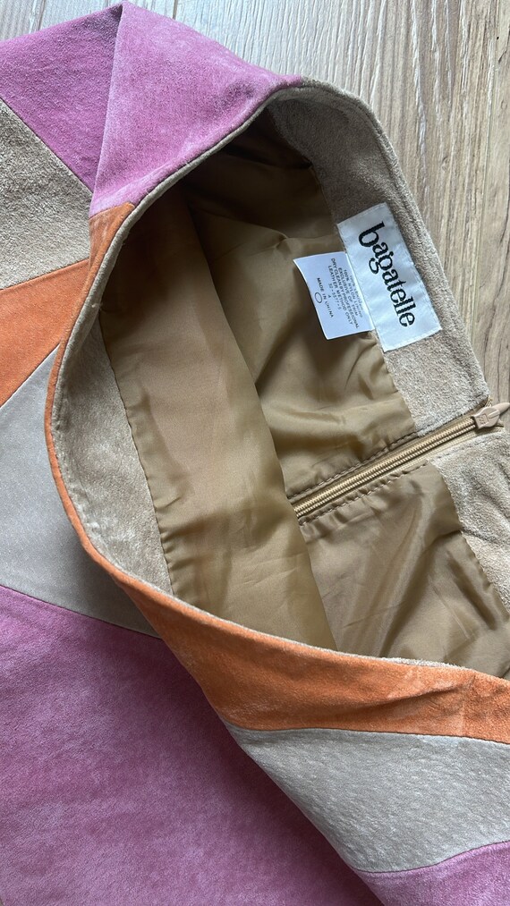 VTG 90s Colorblock Suede Pencil Skirt - Gem