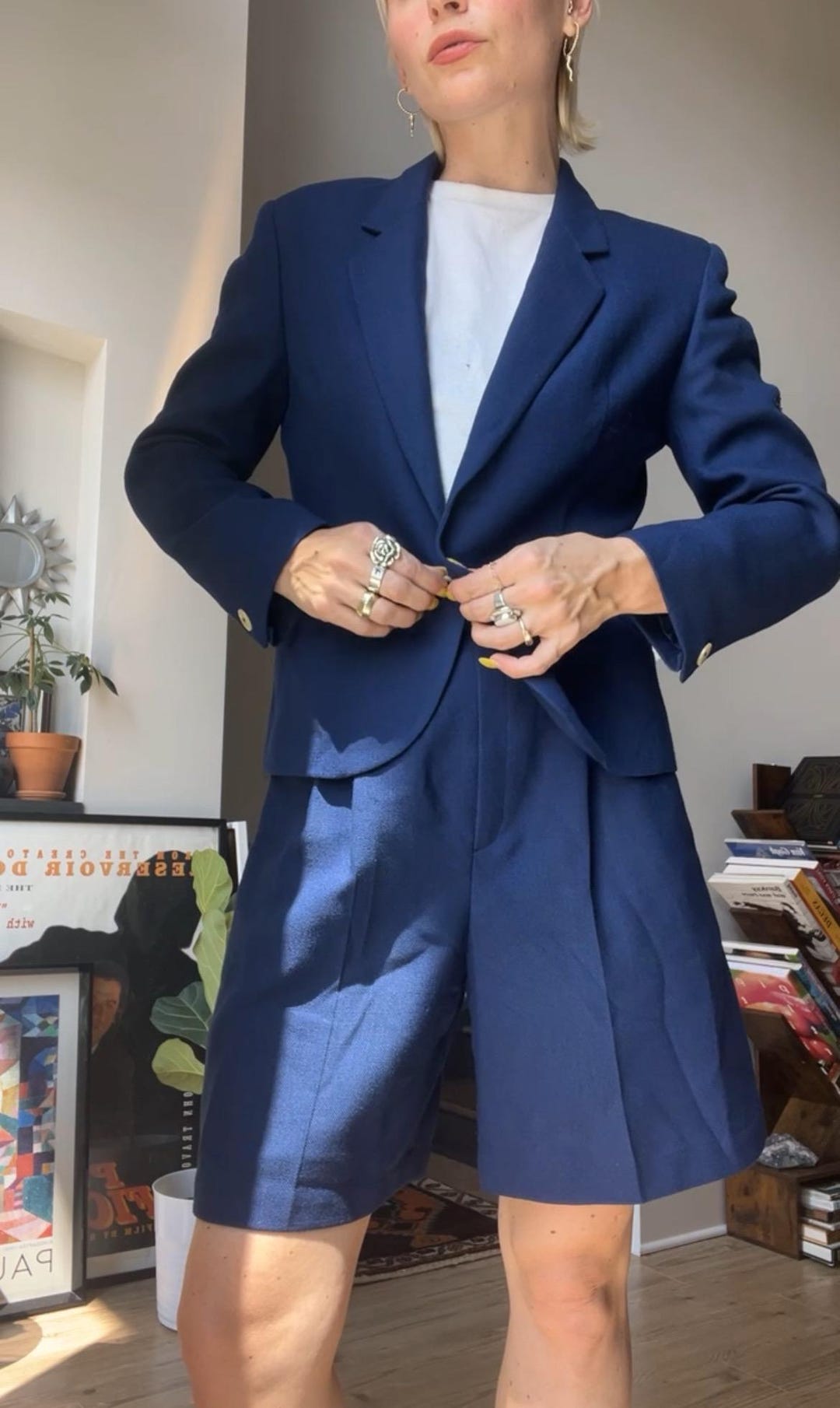 VTG 80s Navy Blue Shorts Suit Set - Etsy