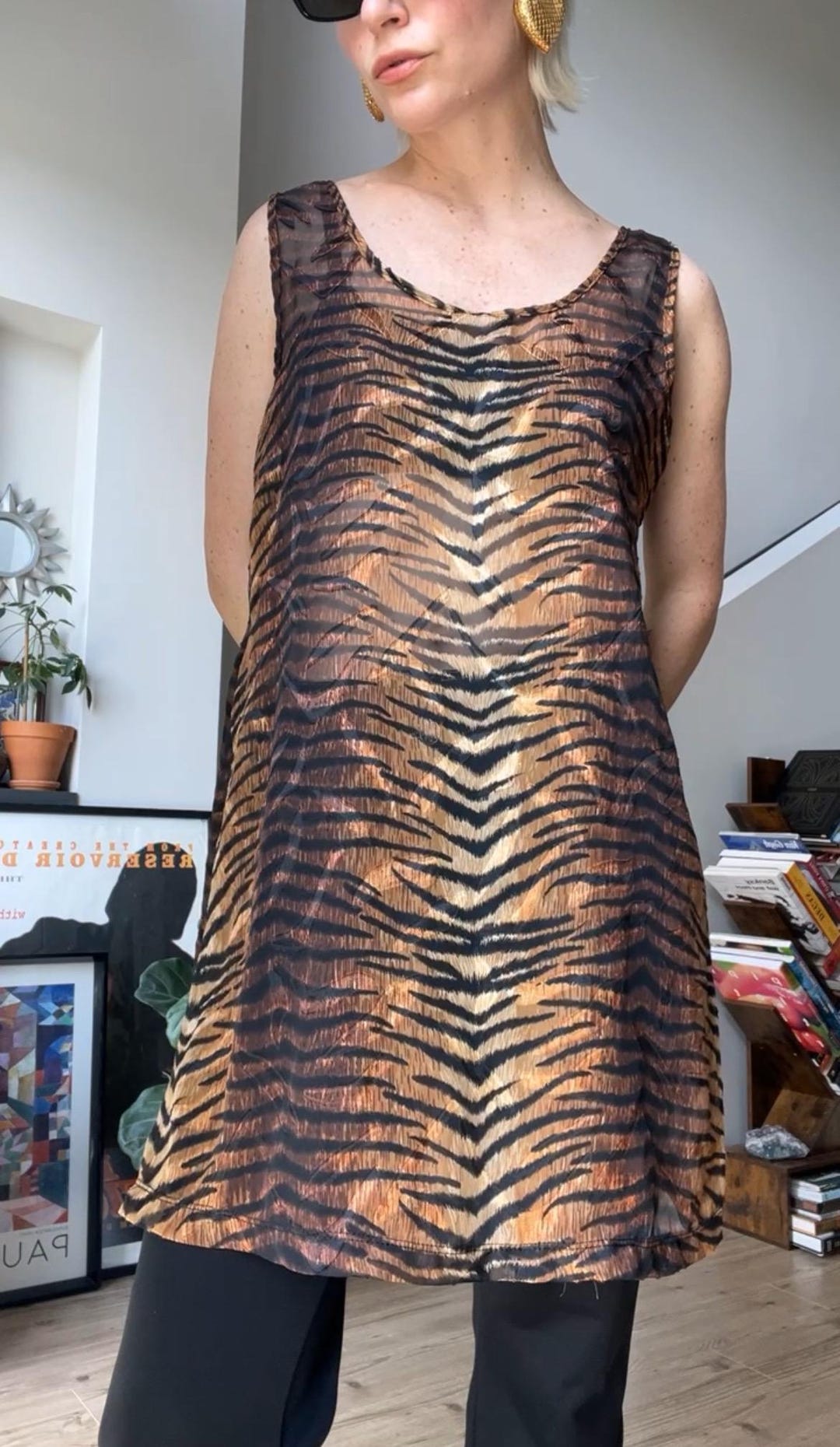 VTG 90s Sheer Tiger Print Tunic - Etsy