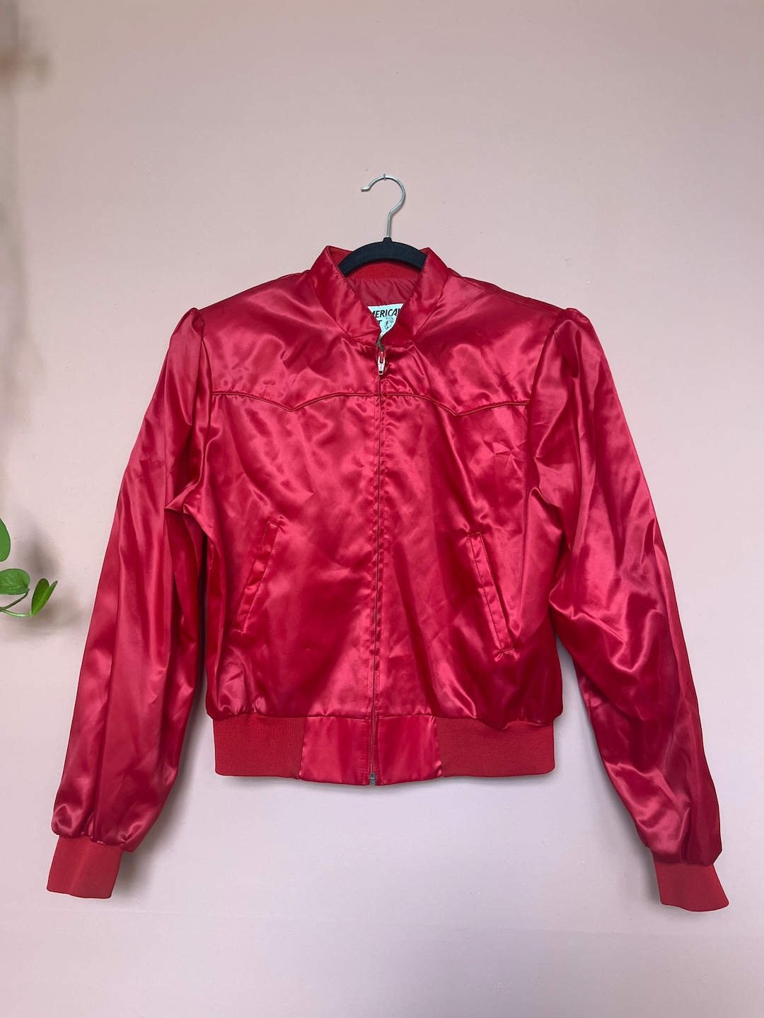 VTG 80s Red Western Nylon Bomber Jacket - Etsy