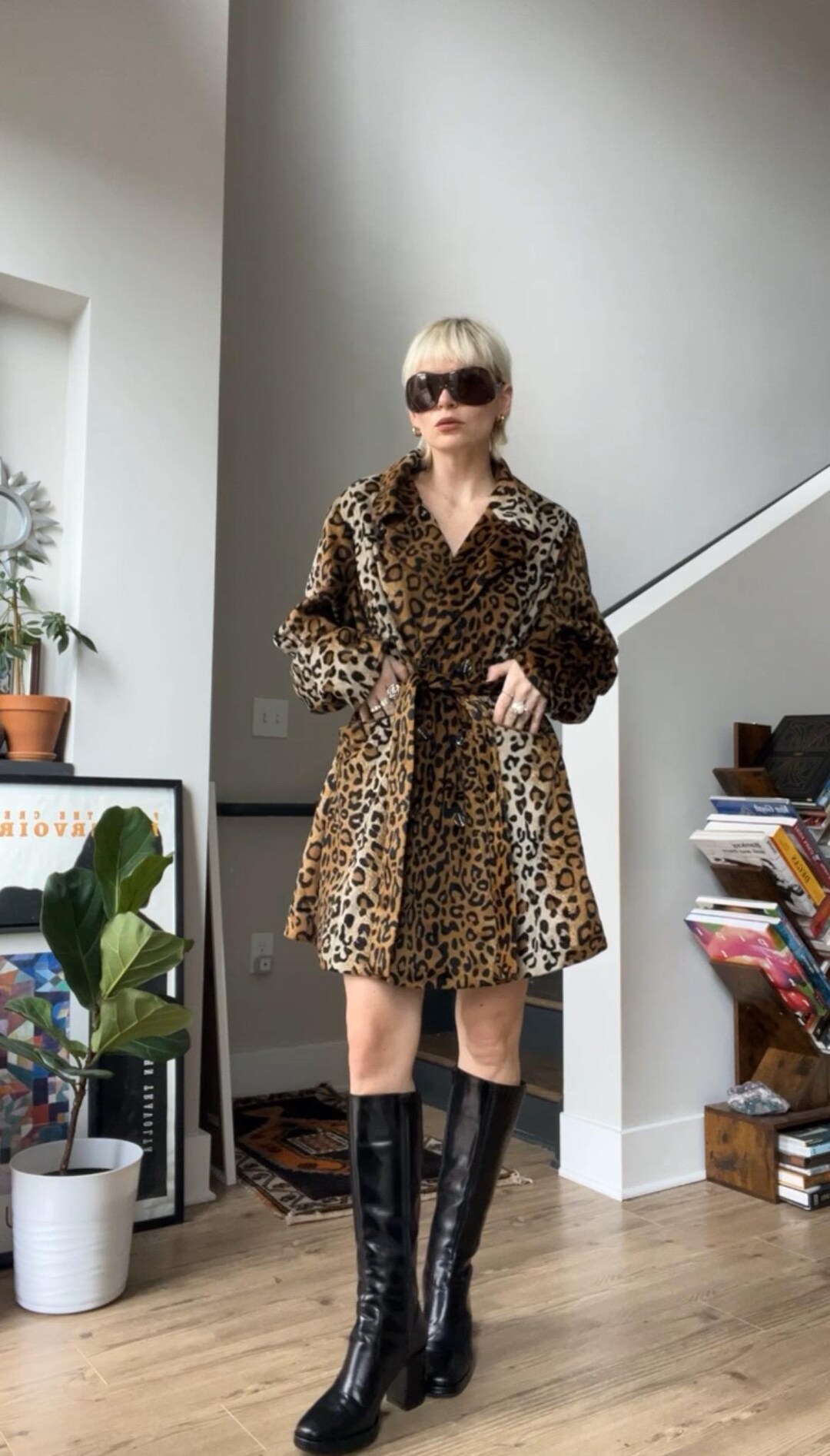 VTG 90s Leopard Print Fuzzy Faux Fur Belted Coat - Etsy