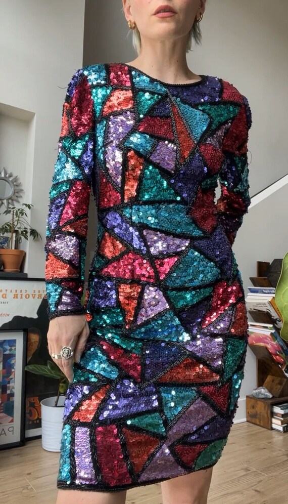 vintage 80s colorblock silk - Gem