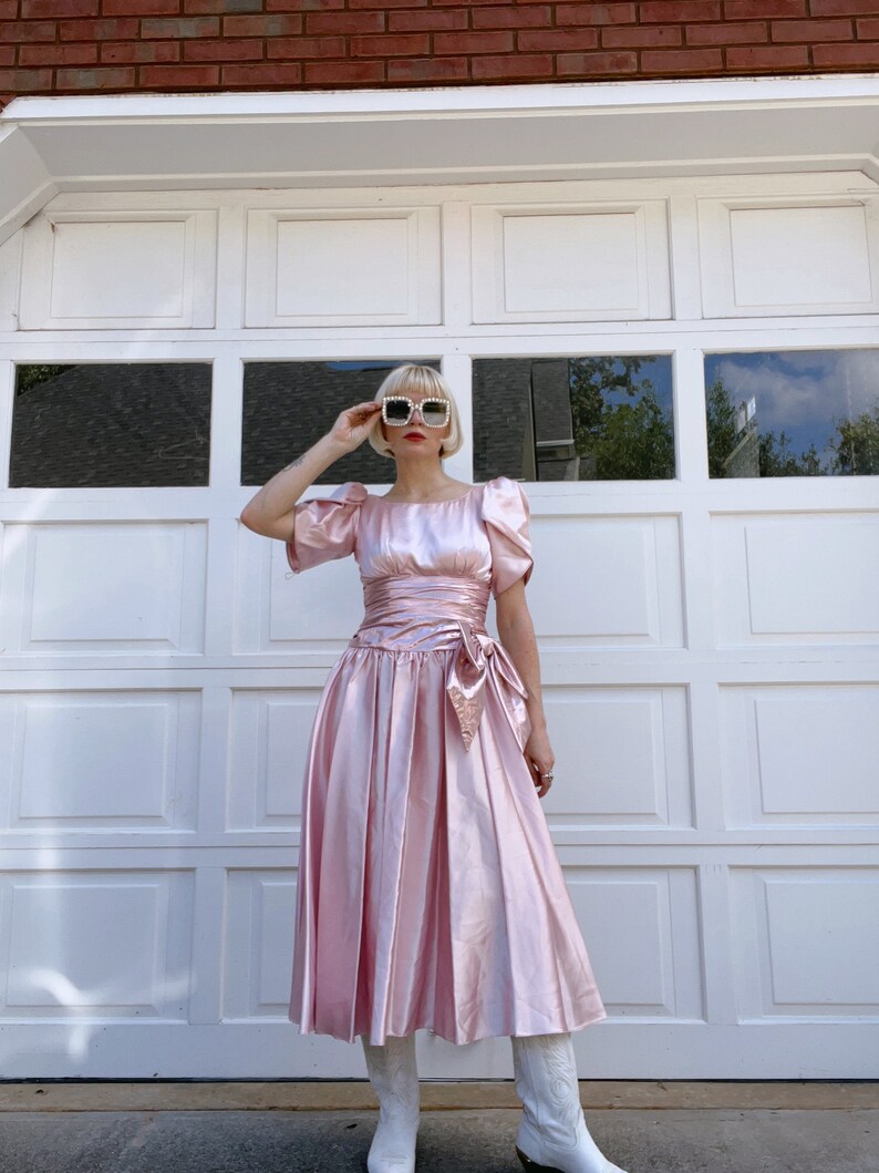 VTG 80s Pink Satin / Pink Metallic Bow - Etsy