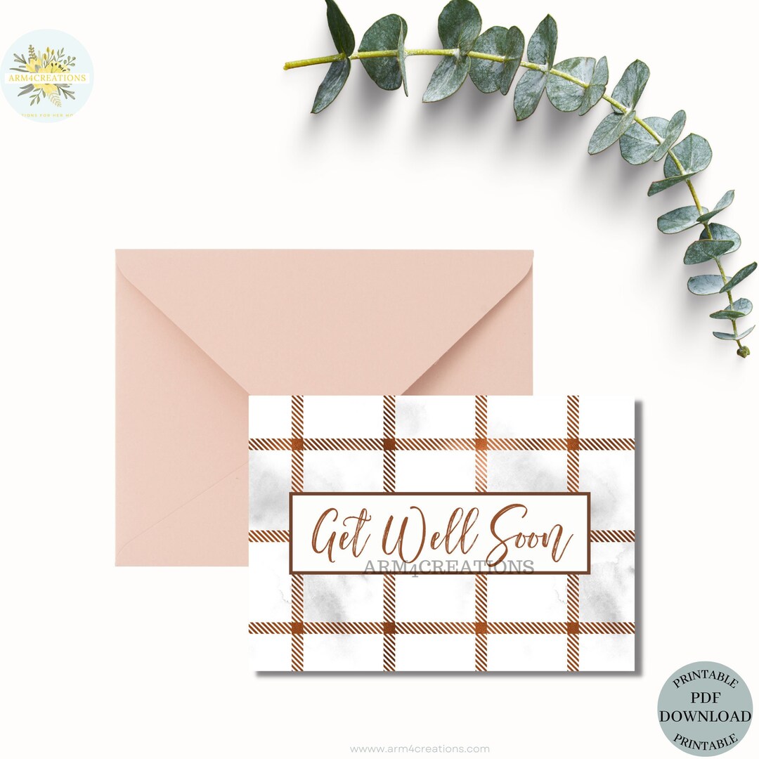 Fall Get Well Card Printable Get Well Soon Get Well Soon Card Plaid Get ...
