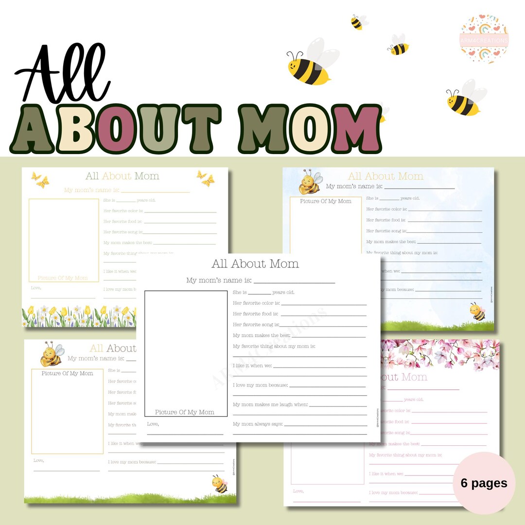 All About Mom Printable Mom Questionnaire Mothers Day Questionnaire ...