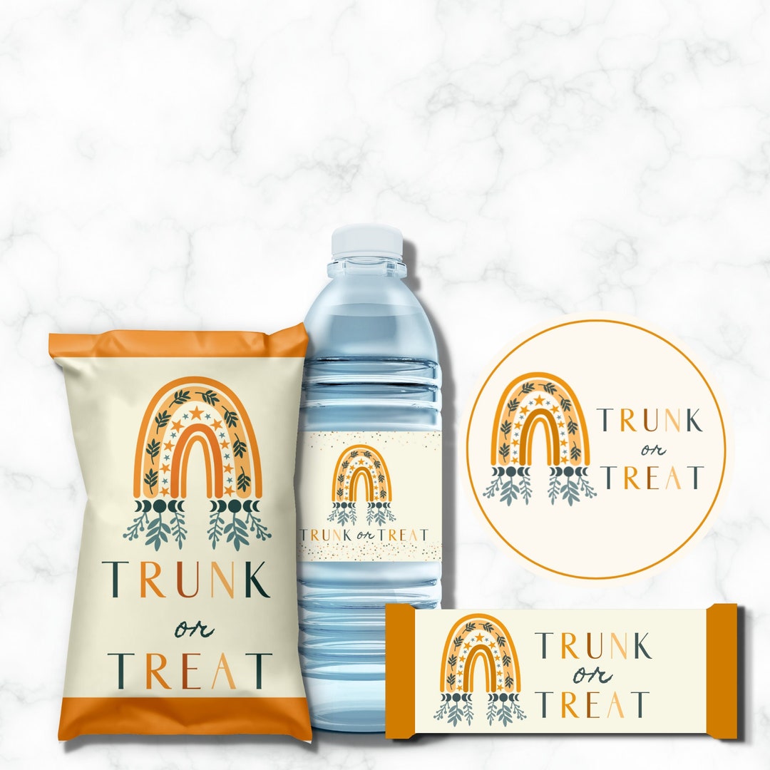 Trunk or Treat Favor Bundle | Chip Bag | Candy Wrapper Label| Water ...