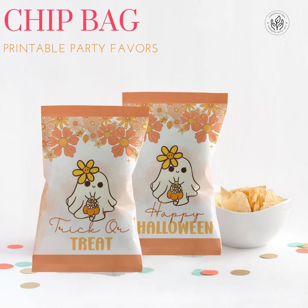 Halloween Chip Bag Retro Halloween Orange Classroom Party Trick or ...