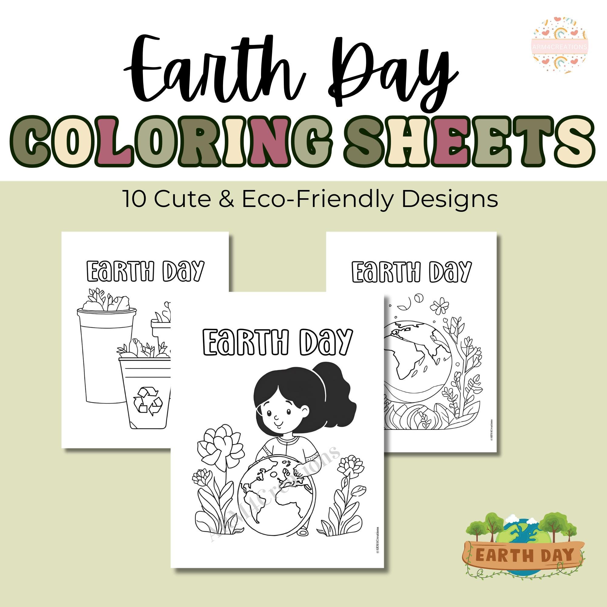 Earth Day Coloring Page Coloring Sheet Earth Day Activity Book Nature ...