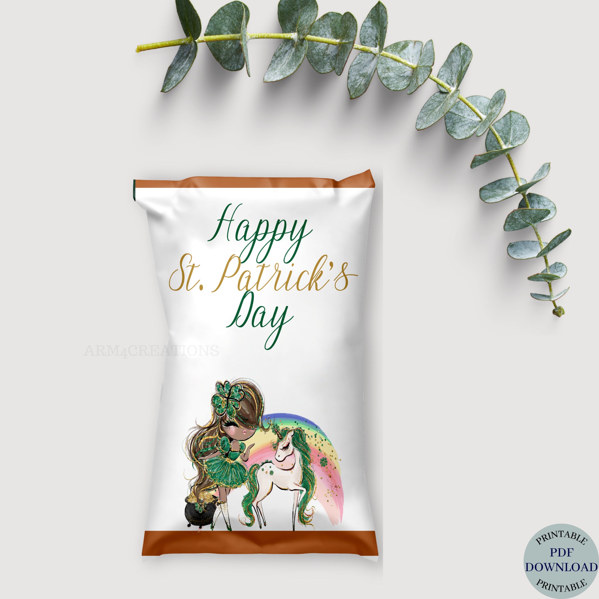 St Patricks Day Chip Bag Wrapper Clover Classroom Shamrock Favors ...