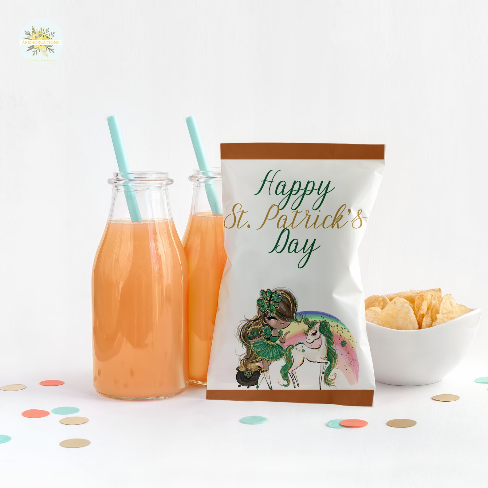 St Patricks Day Chip Bag Wrapper Clover Classroom Shamrock Favors ...