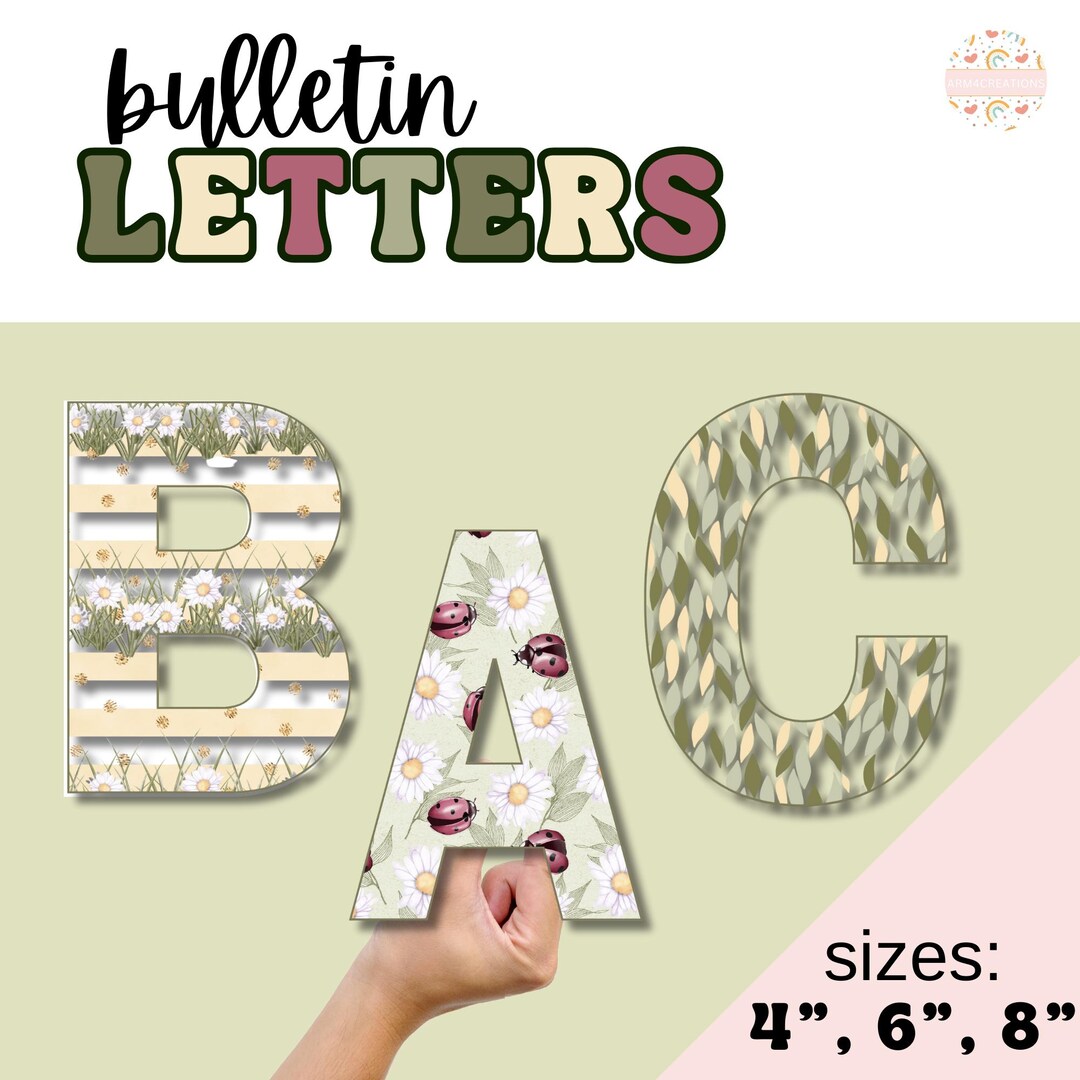 Ladybug Bulletin Board Letters Bundle Spring Green Letters Spring ...
