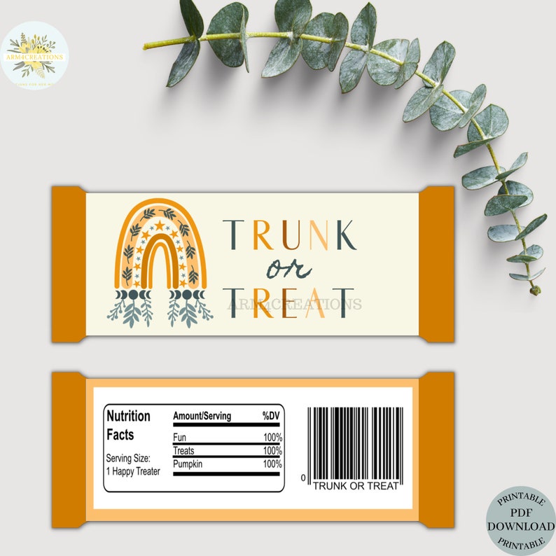Trunk or Treat Favor Bundle | Chip Bag | Candy Wrapper Label| Water ...