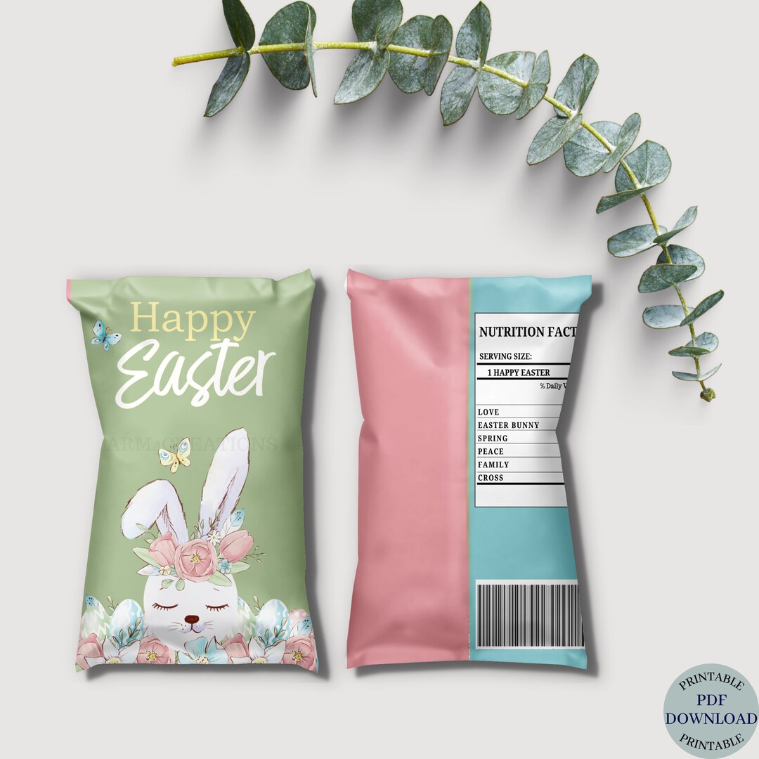 Easter Chip Bag Bunny Chip Bag Label Easter Printable Easter Treats for ...