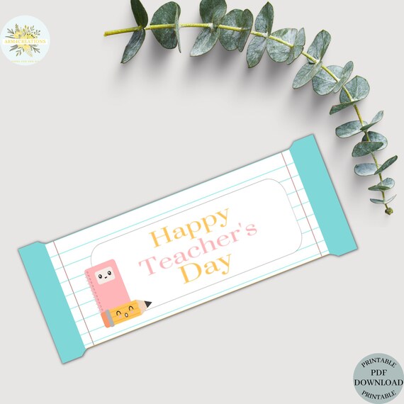 Teachers Day Chocolate Bar Wrapper Printable | Teacher Label | Teacher ...
