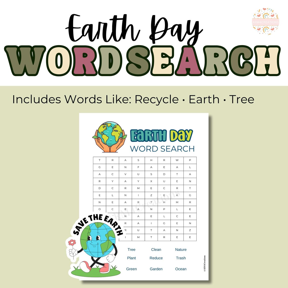 Earth Day Word Search Earth Day Activity Earth Day Worksheet Elementary ...