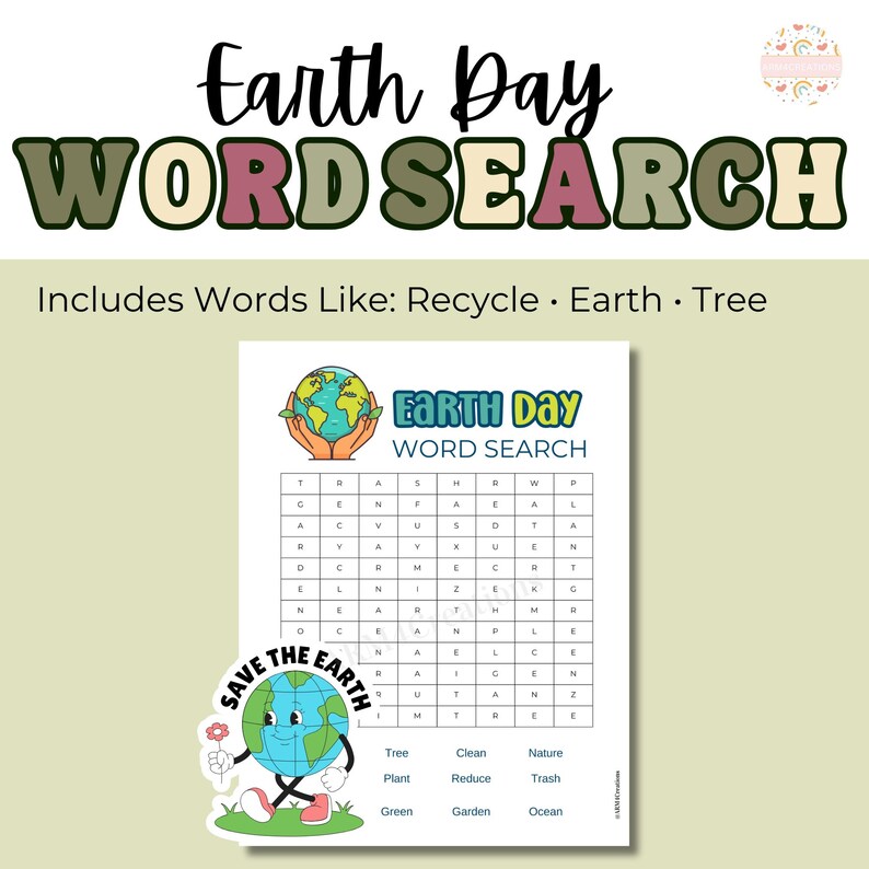 Earth Day Word Search Earth Day Activity Earth Day Worksheet Elementary ...