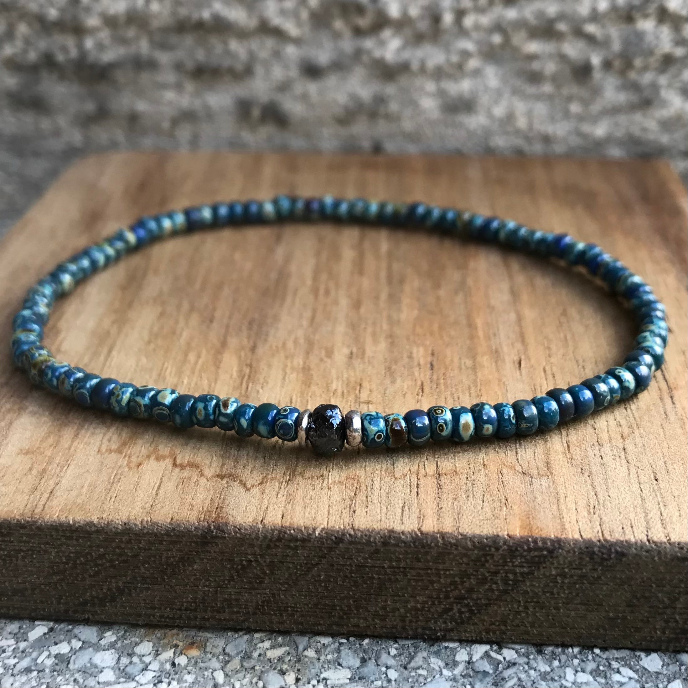 Raw Natural Black Diamond Bracelet Men/ AAA Quality Rare Uncut | Etsy