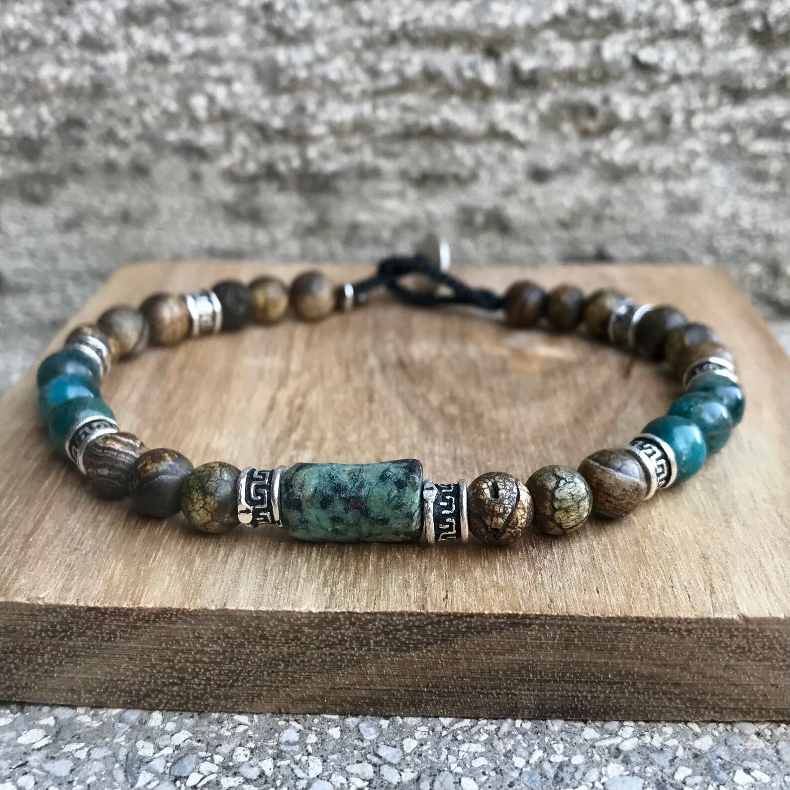 Natural Stone Bracelet Men/ Tibetan Agate Apatite Turquoise - Etsy