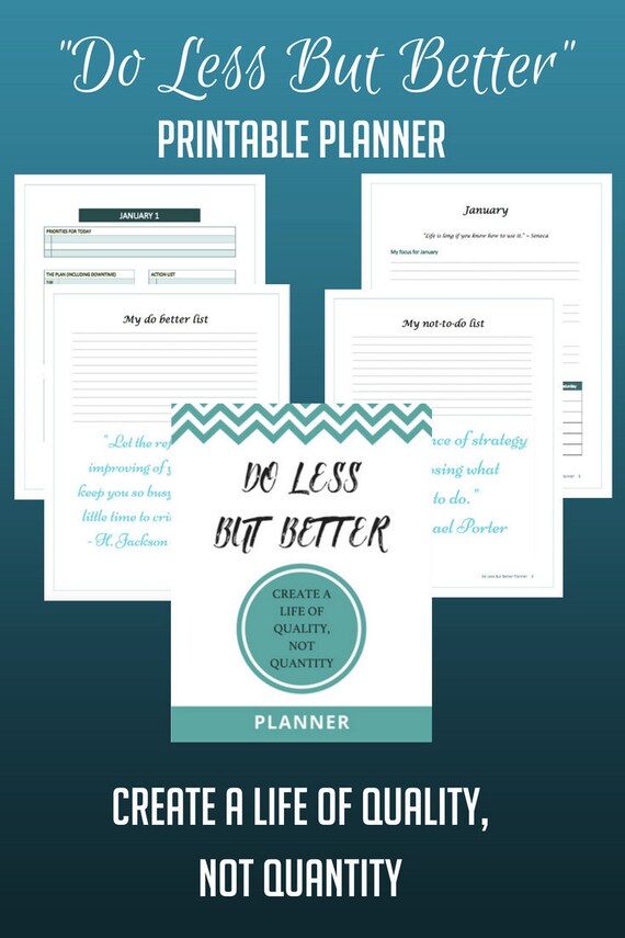 Do Less but Better Printable Planner - Etsy