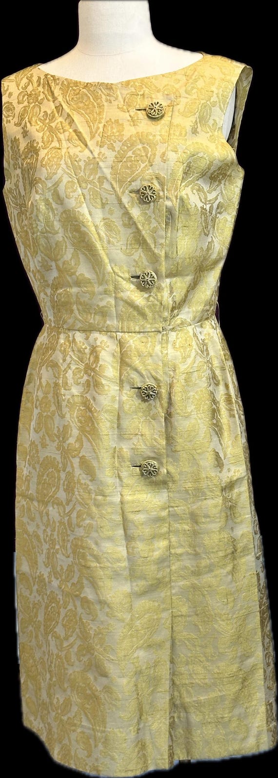 vintage brocade dress gold - Gem
