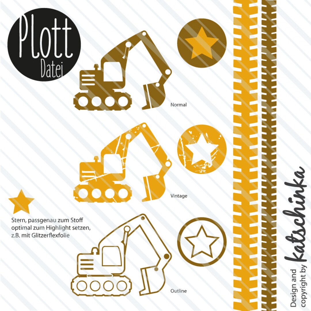 Bagger - Plottdatei zum selber plotten, Baustelle, Fahrzeuge - Etsy.de