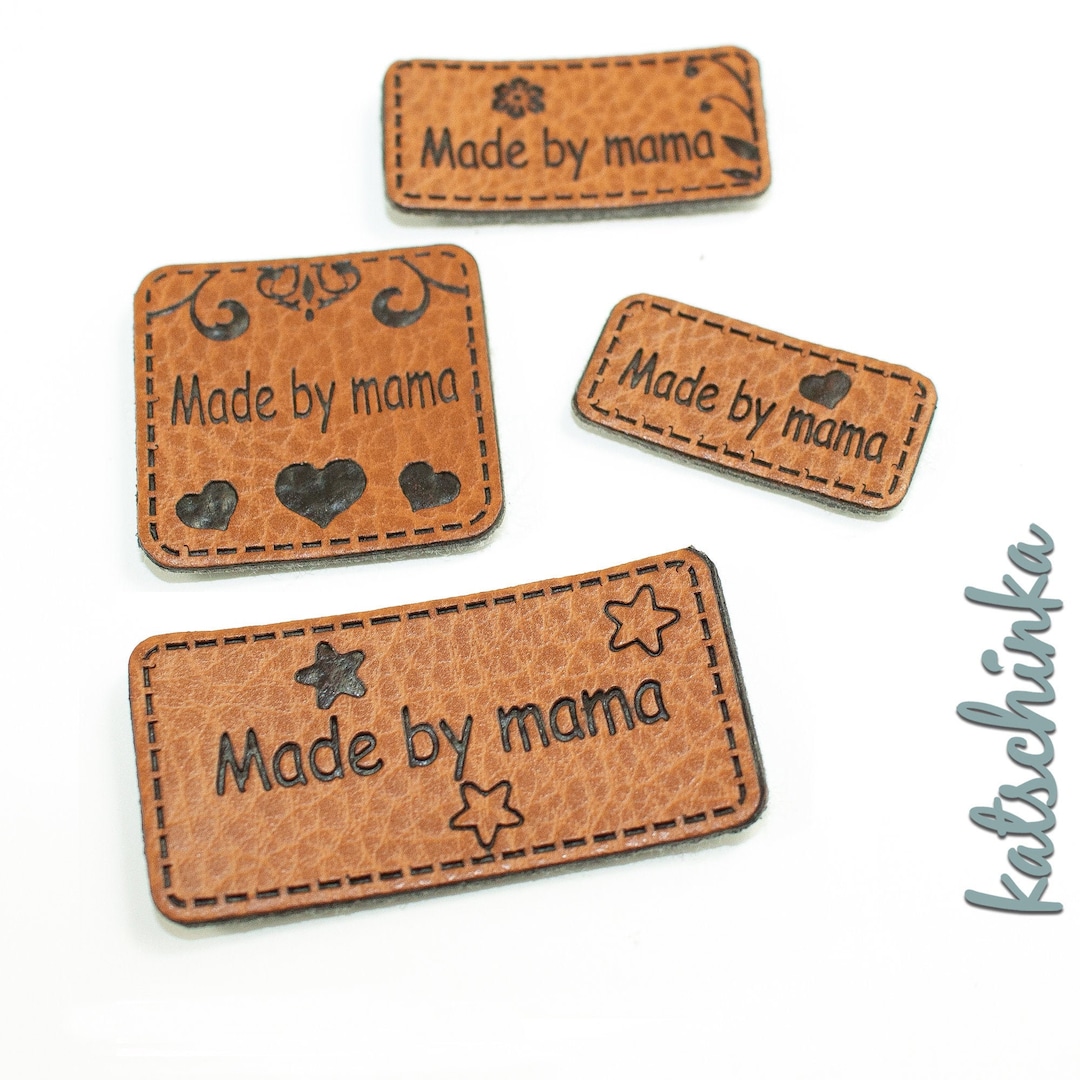 Kunstleder Label - Made by Mama (4 Stück), Handmade, Etiketten ...