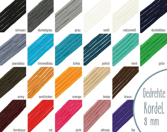 Kordel 8 mm diverse Farben /gedrehte Kordel / Band / Schnur - Etsy.de