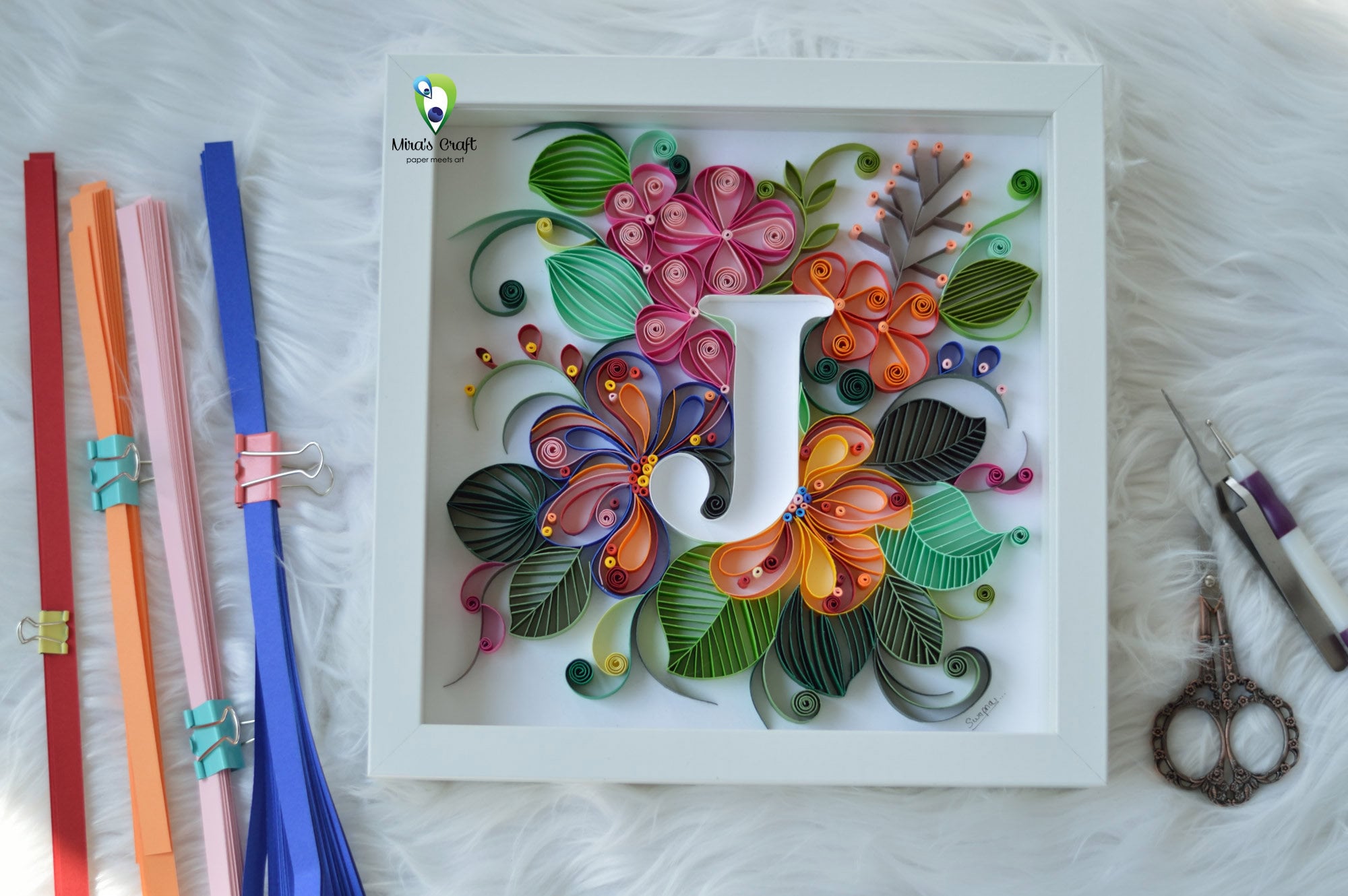 Quilling Personalized J Letters A to Z Wallart for Couple | Etsy