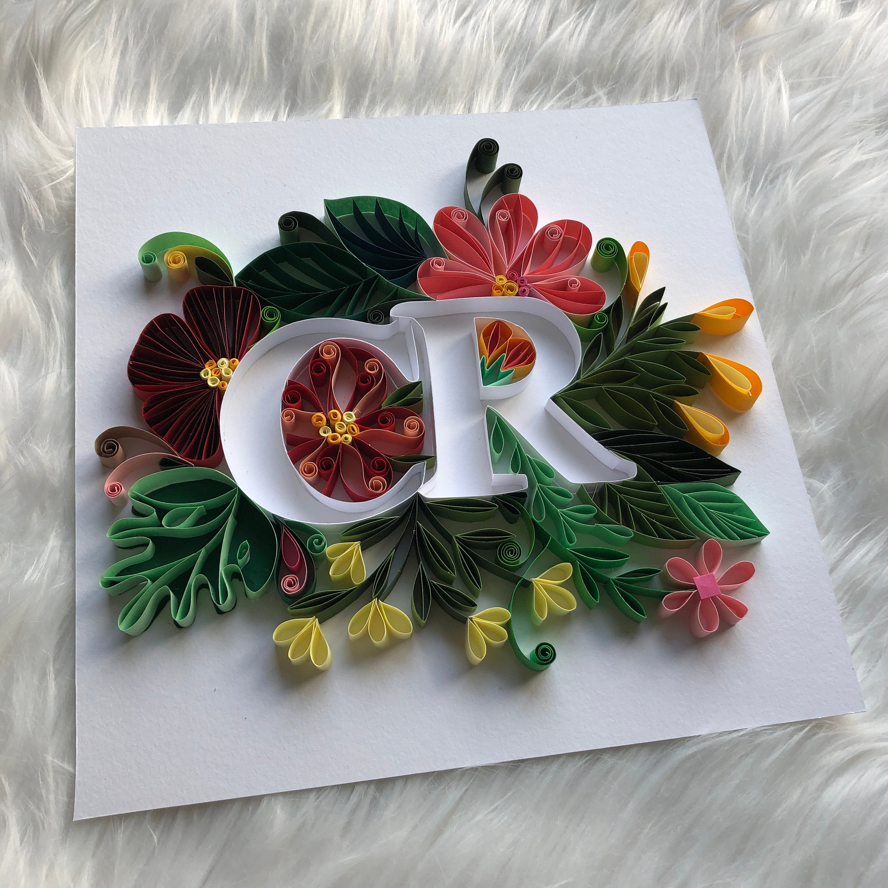 Personalised Floral Monogram Nursery Art Floral wall art | Etsy