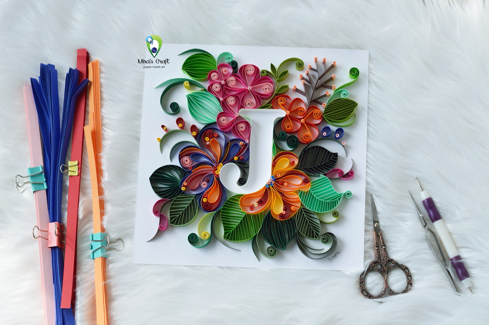 Quilling Personalized J Letters A to Z Wallart for Couple | Etsy