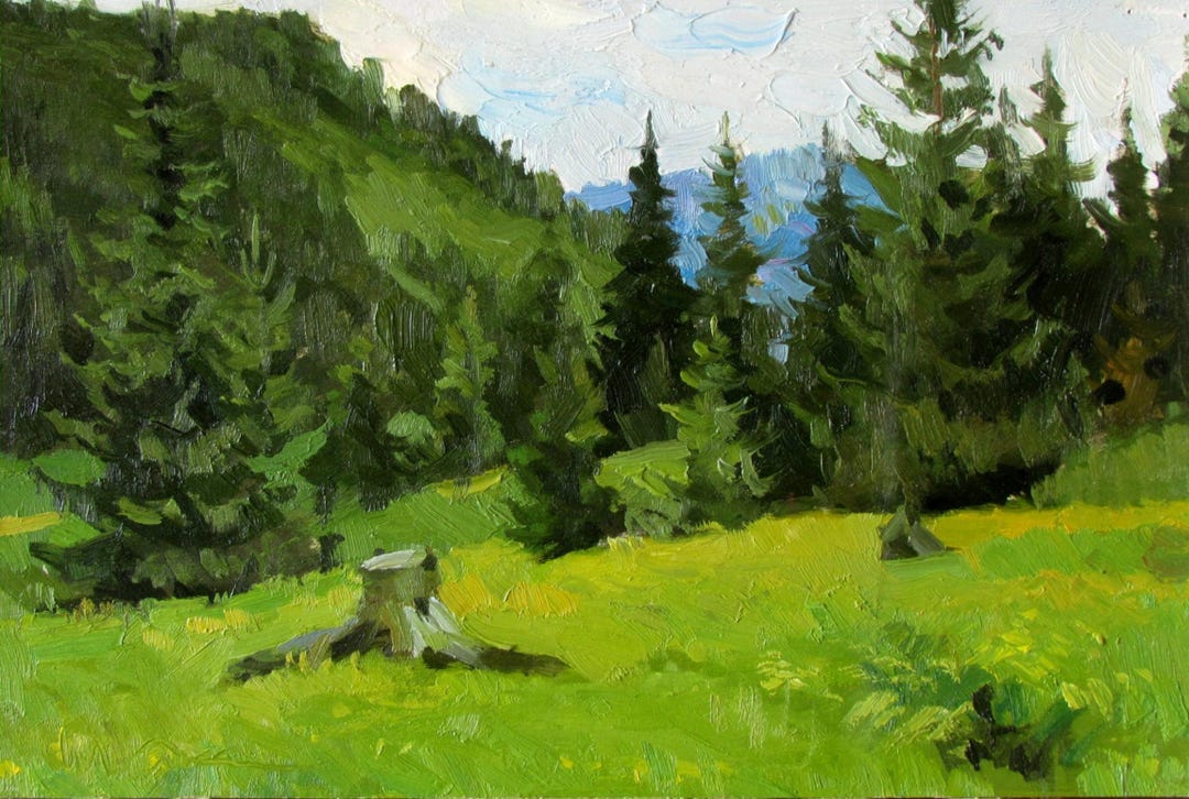 Forest Landscape Painting, Woodland Landcape Painting, Mountain ...