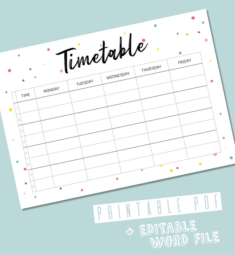 Printable TIMETABLE // PDF + Word File - Etsy