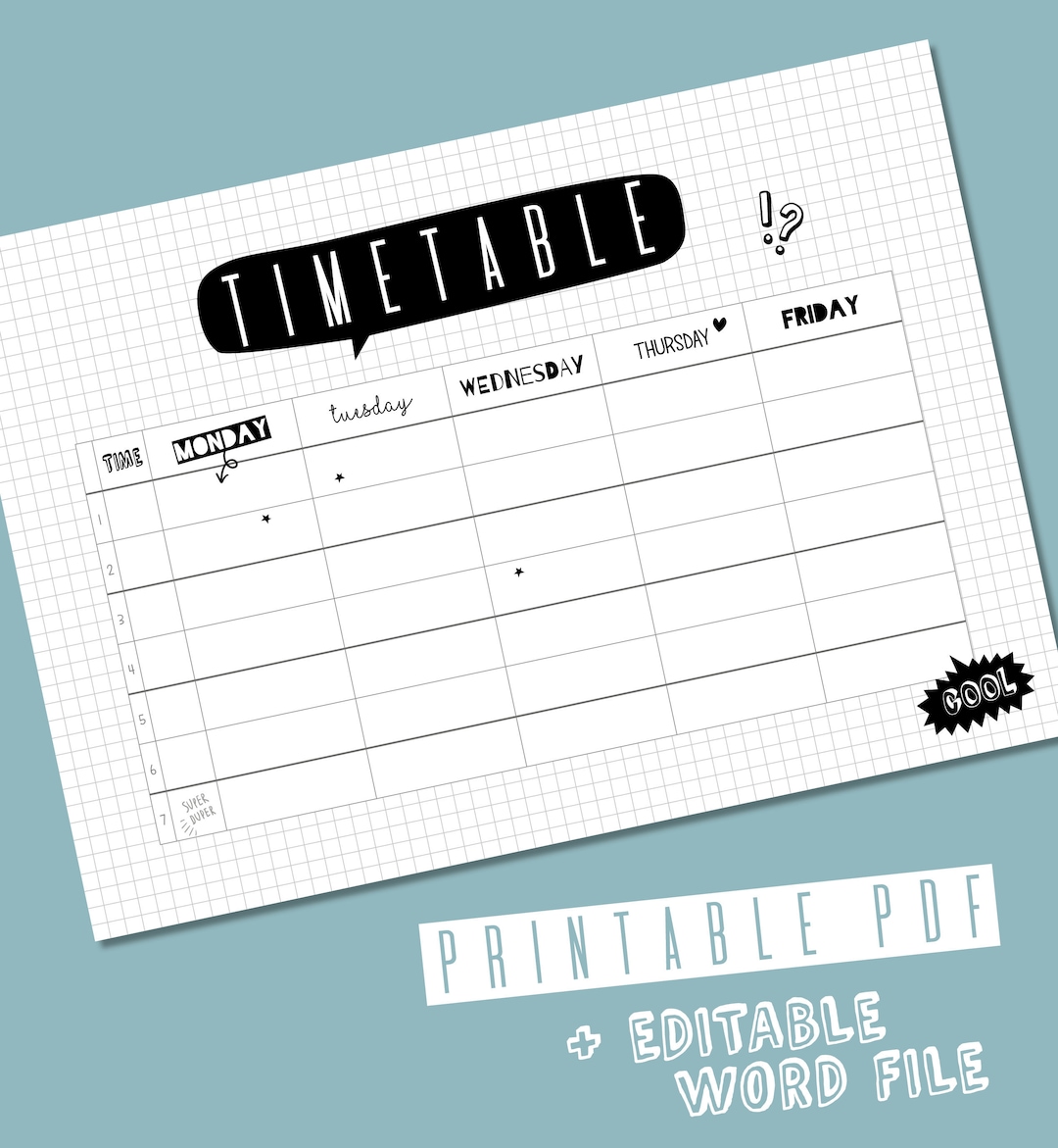 Printable TIMETABLE // PDF + Word File - Etsy