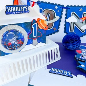 Space Theme Shaker Cake Topper/first Trip Around the Sun/two the Moon ...