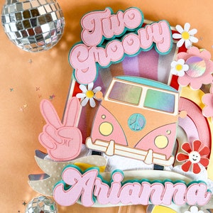 Two Groovy Cake Topper/disco Theme/vintage Van/girl Theme - Etsy