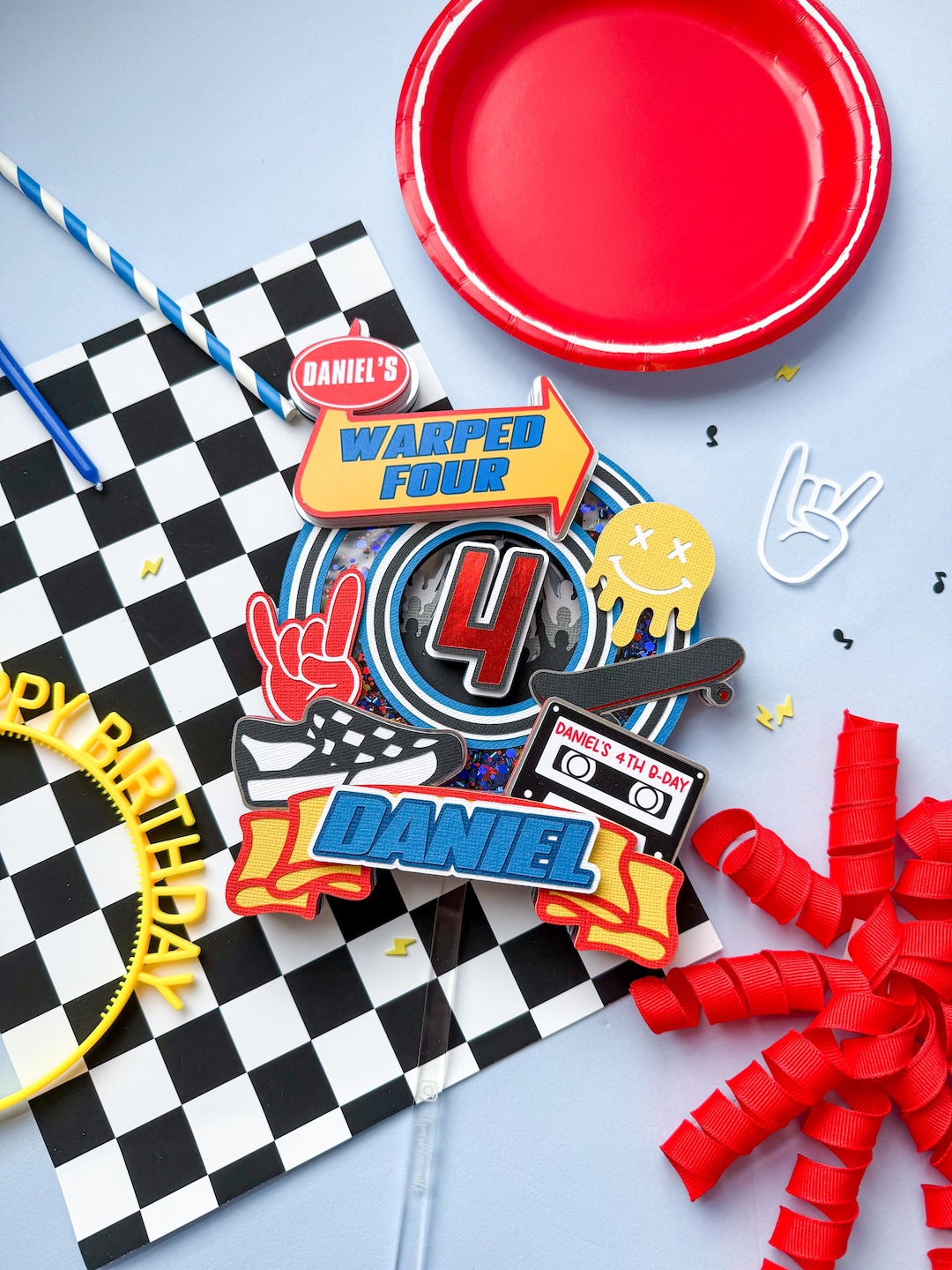 Warped Four '4' Shaker Theme Cake Topper/punk Rock/ Warp Tour/rock ...