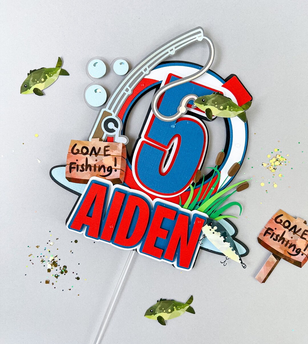 Fishing Themed Cake Topper/o’fishally/fishin’/the Big One - Etsy