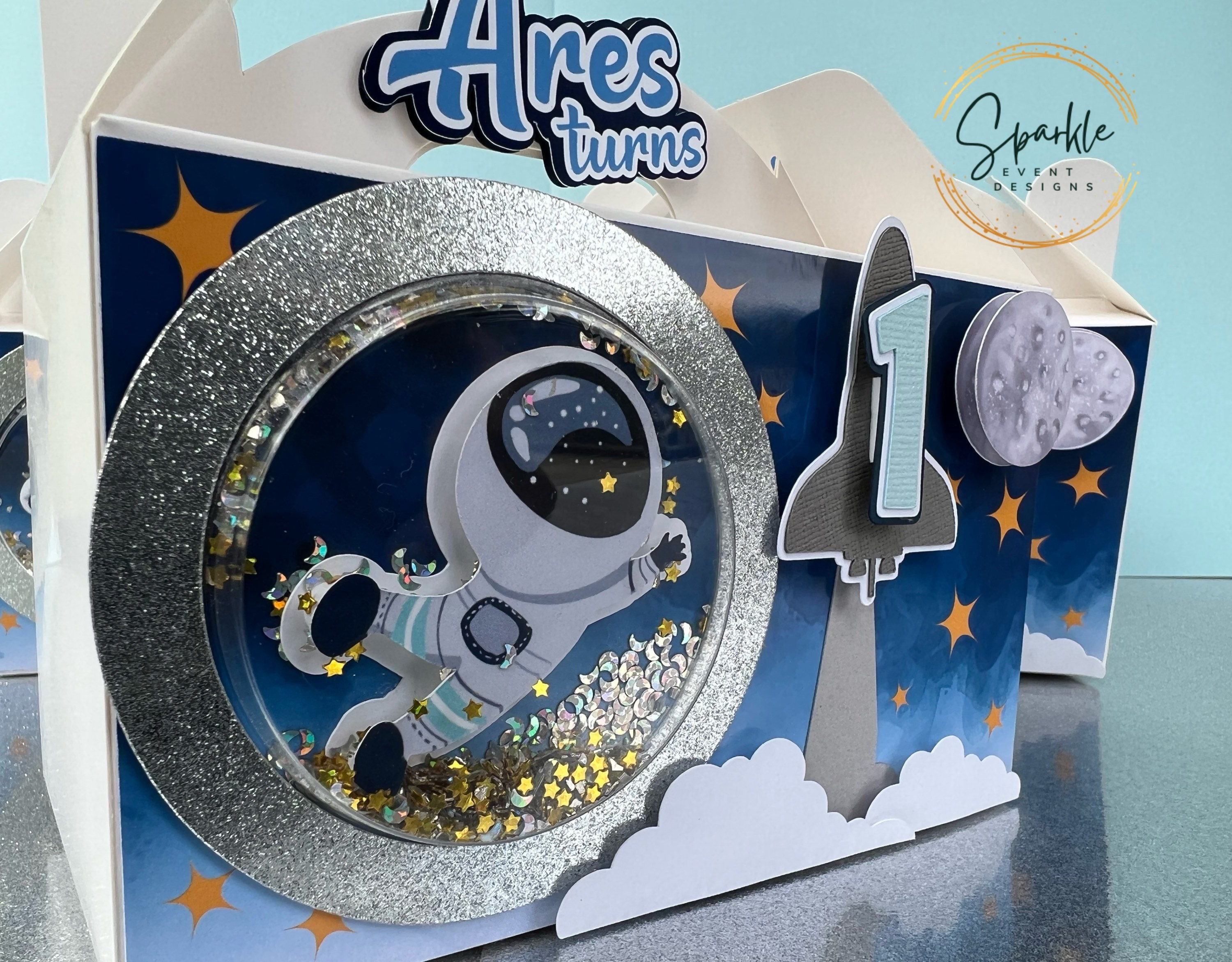 Space Theme Shaker Gable Boxes/first Trip Around the - Etsy