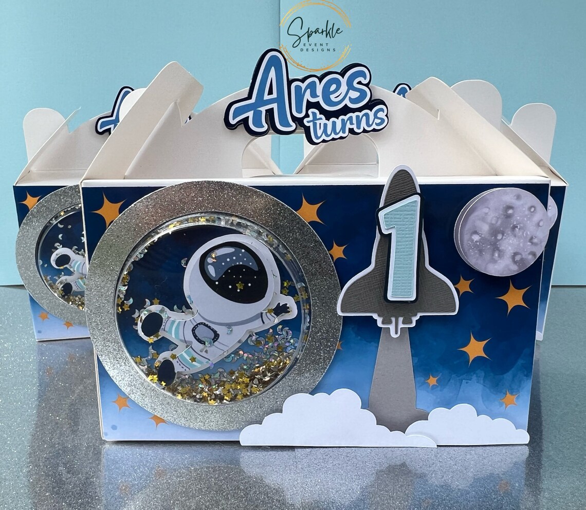 Space Theme Shaker Gable Boxes/first Trip Around the - Etsy