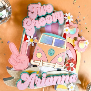 Two Groovy Cake Topper/disco Theme/vintage Van/girl Theme - Etsy