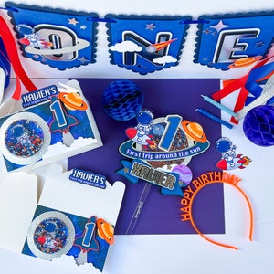 Space Theme Shaker Cake Topper/first Trip Around the Sun/two the Moon ...