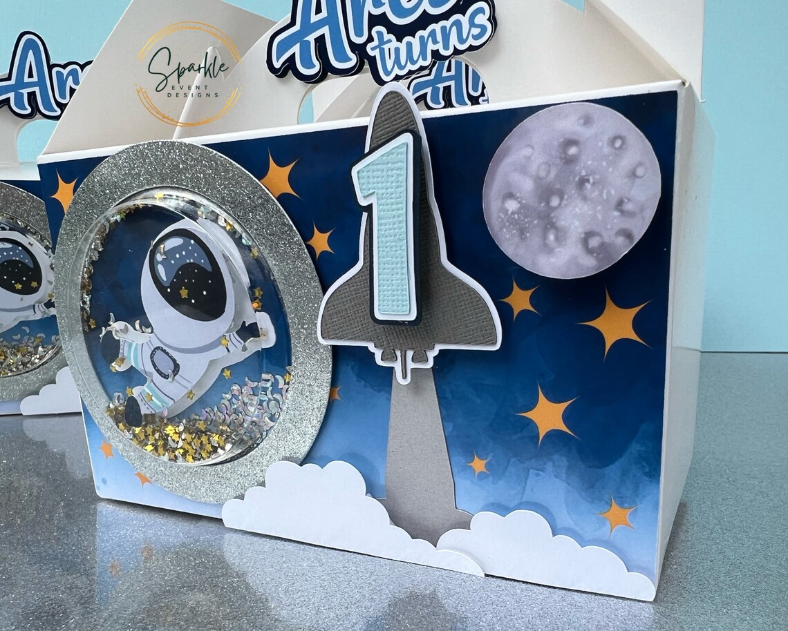 Space Theme Shaker Gable Boxes/first Trip Around the - Etsy