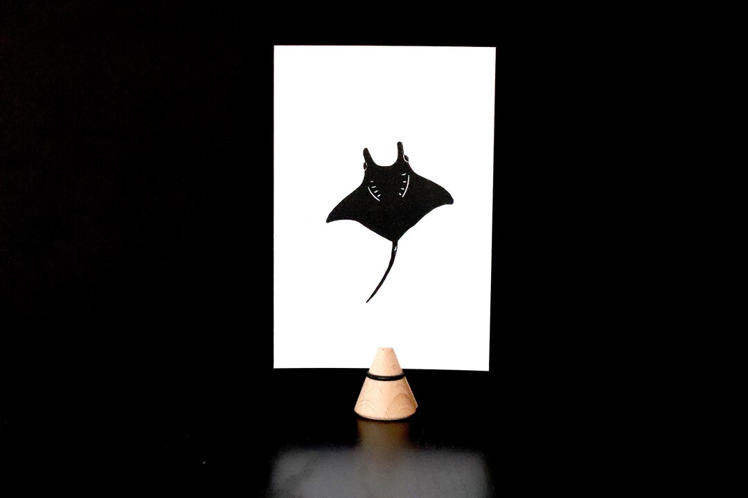 Manta Ray Linocut Card Recycled Paper Hand Print - Etsy