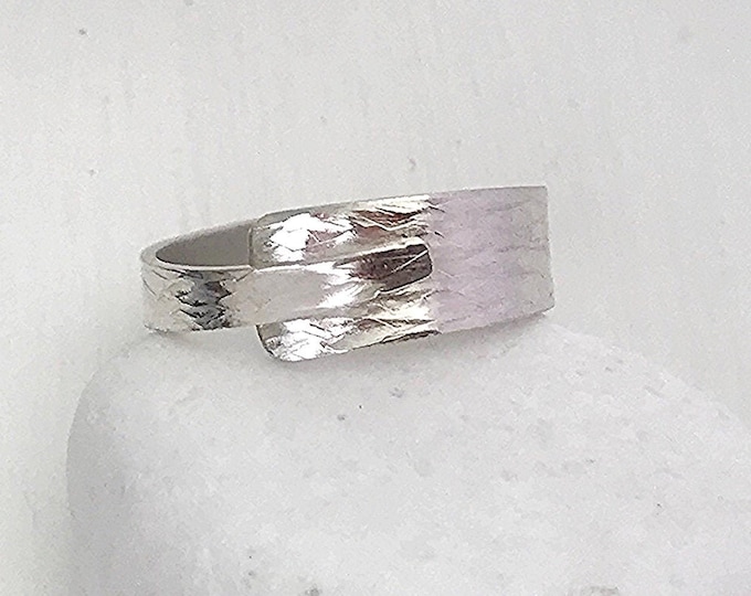Textured Silver Ring - Hammered Silver Ring - Wrap Ring - Minimalist ...