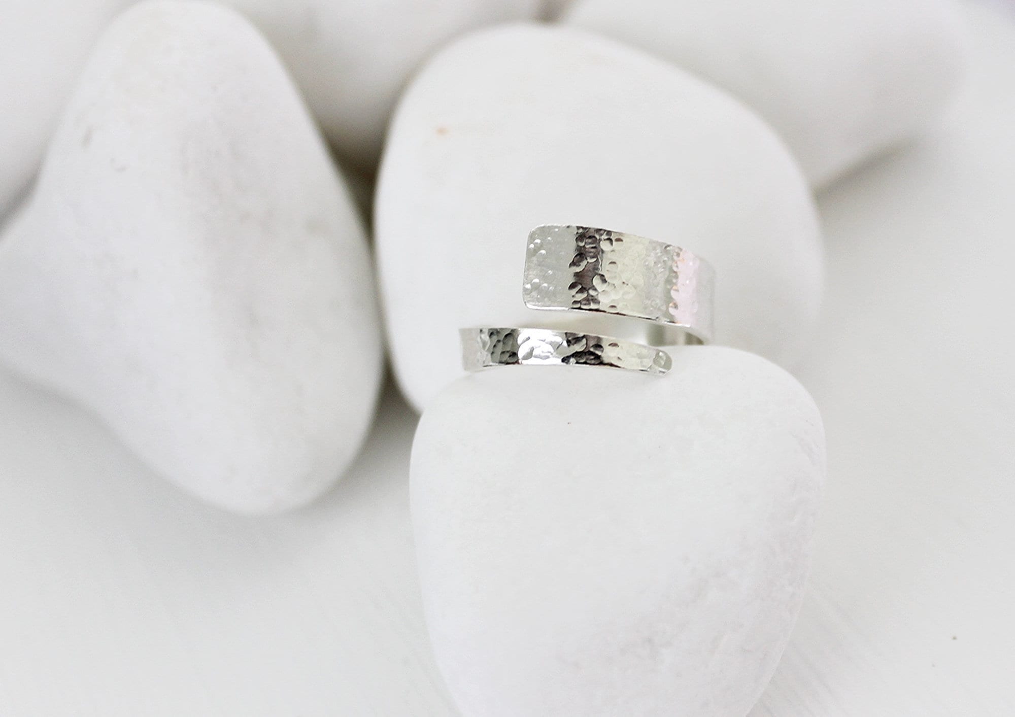 Hammered Silver Ring - Textured Silver Wrap Ring - Adjustable Ring ...