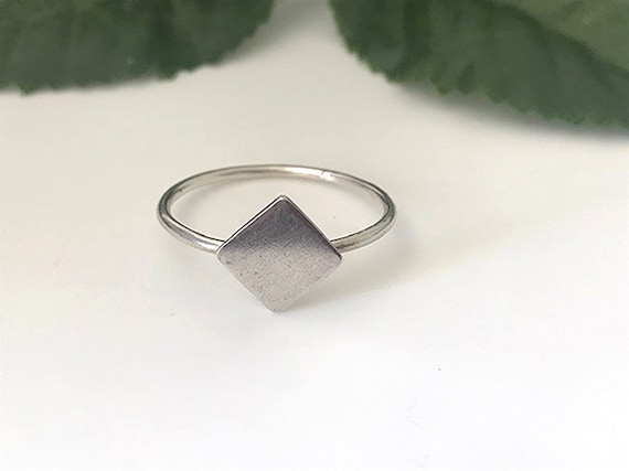 Geometric Ring Diamond Shape Ring Sterling Silver Ring - Etsy