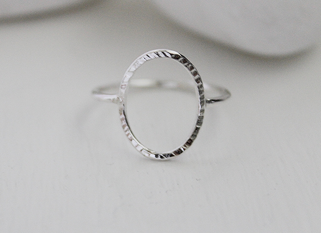 Oval Ring, 925 Sterling Silver, Open Oval Ring, Minimalist, Geometric ...