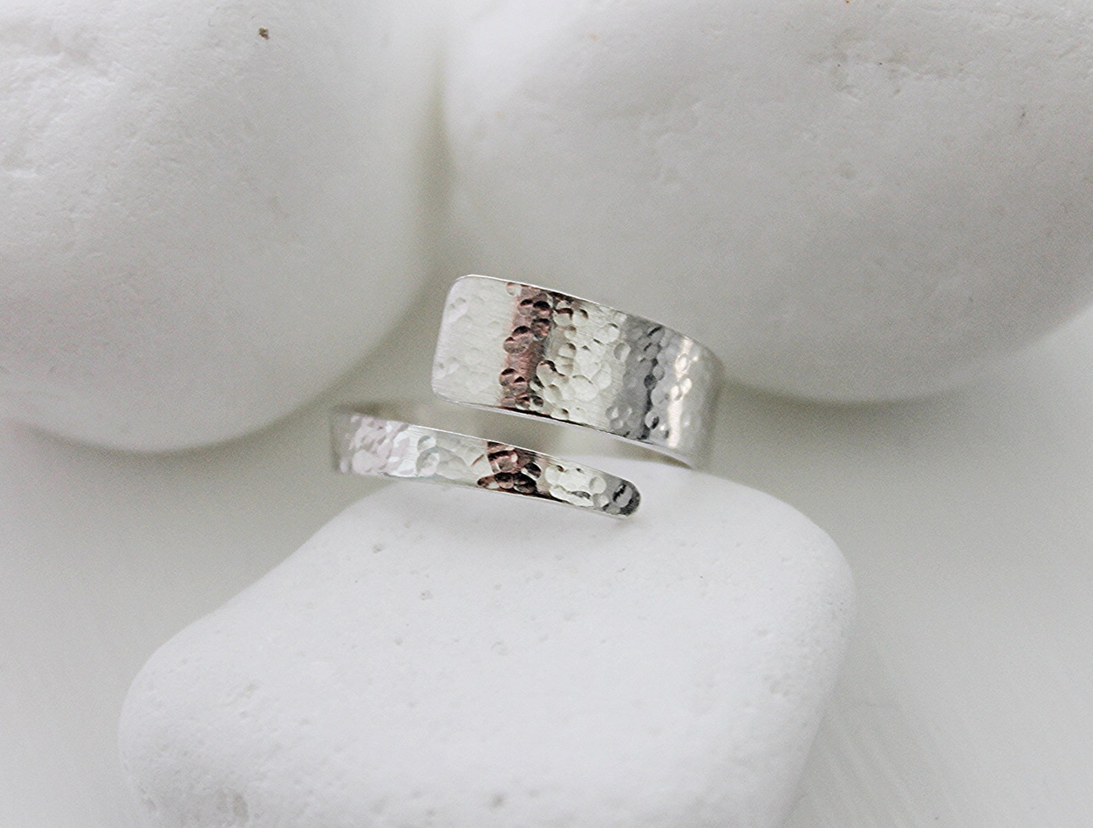 Hammered Silver Ring - Textured Silver Wrap Ring - Adjustable Ring ...