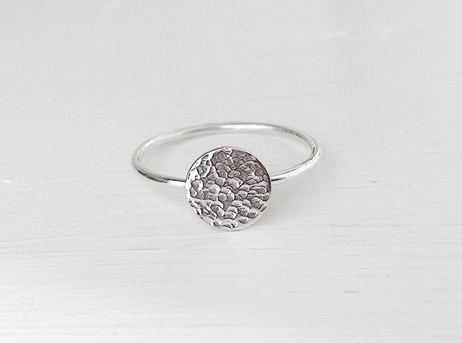 Circle Ring Hammered Silver Ring Sterling Silver Ring - Etsy