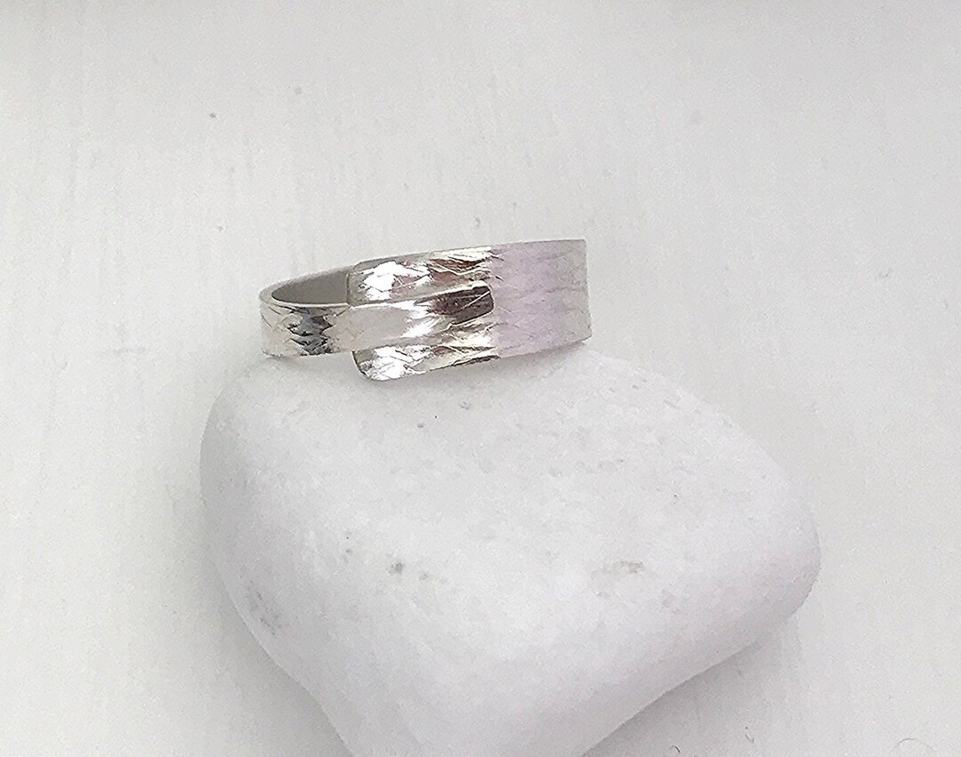 Textured Silver Ring - Hammered Silver Ring - Wrap Ring - Minimalist ...